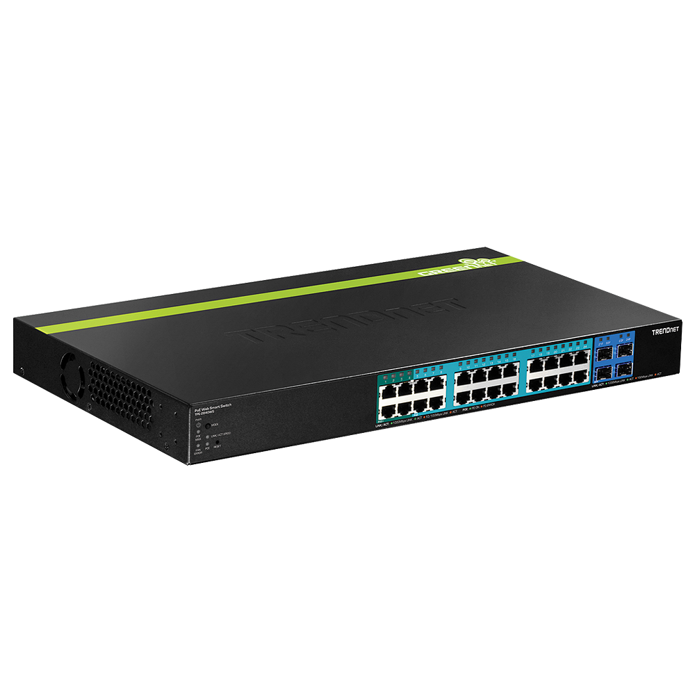 TRENDnet TPE-2840WS 24-Port Web Smart Gigabit PoE+ Switch w/ 4x Gigabit ...
