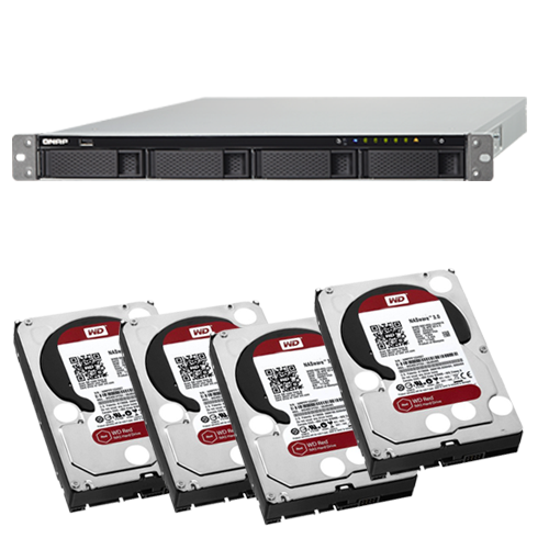 QNAP TS-463U-RP 4-Bay 4TB Rackmount Network Attached NAS Storage w/ 4x 1TB WD Red Hard Drive